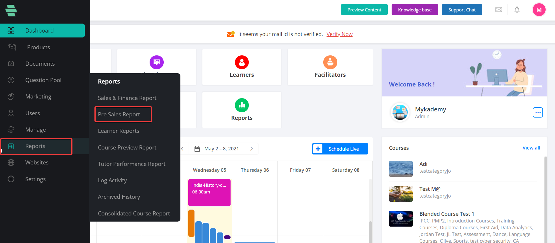 Pre Sales Report – Mykademy